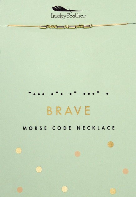 Morse Code Necklace - Gold - Brave – One Strange Bird