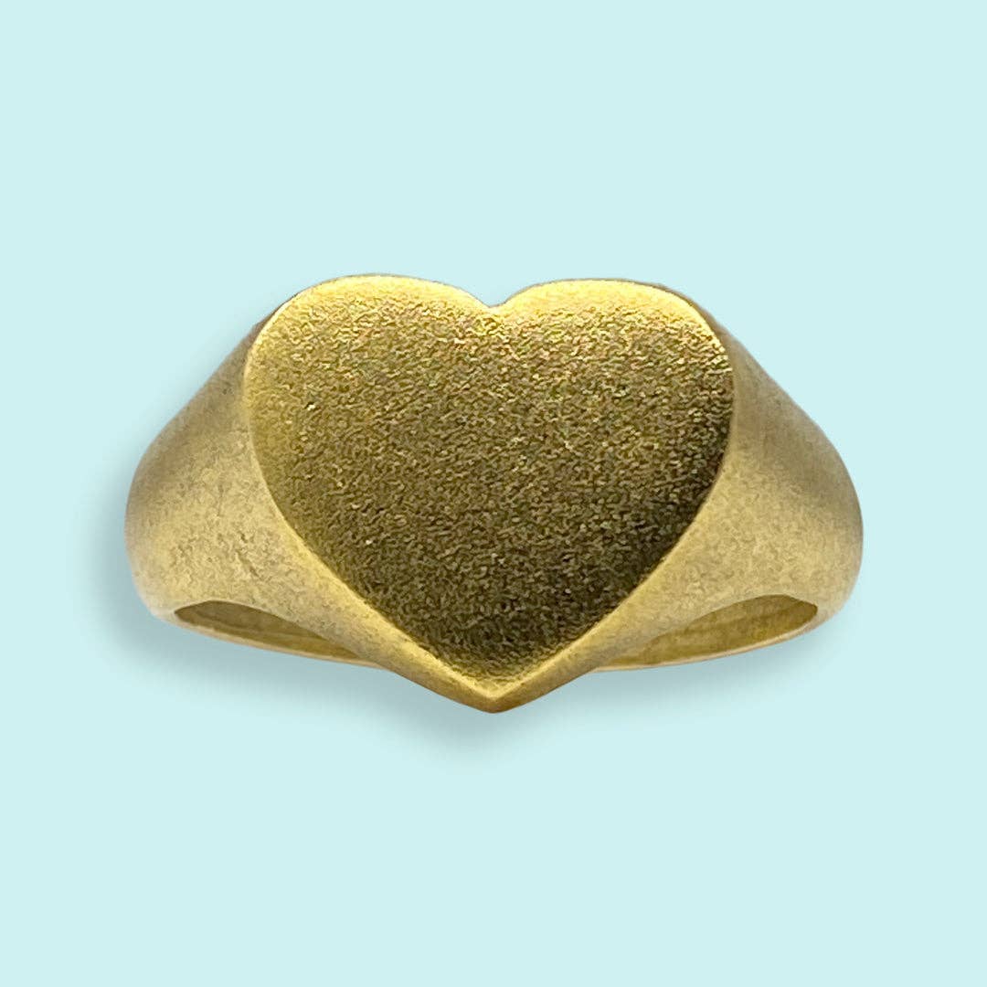 Gold Heart Signet Ring: Carded – One Strange Bird
